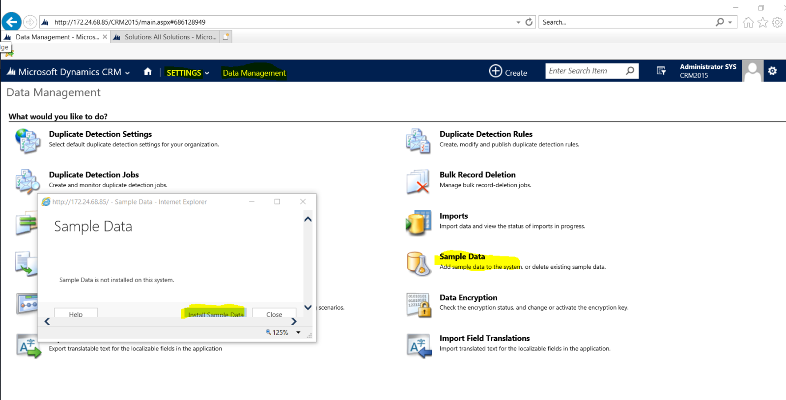 CRM 2015 Sample data - ARBISTECH