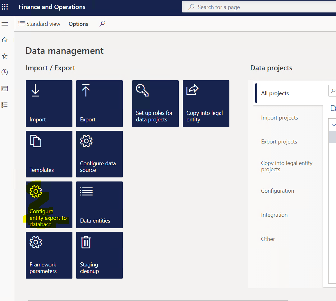 D365FO Data Management Configure entity export to database tile is not ... D365FO Data Management Configure entity export to database tile is not ...